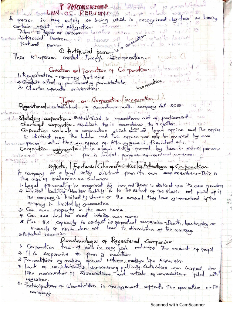 Law of Persons and Partnership | PDF