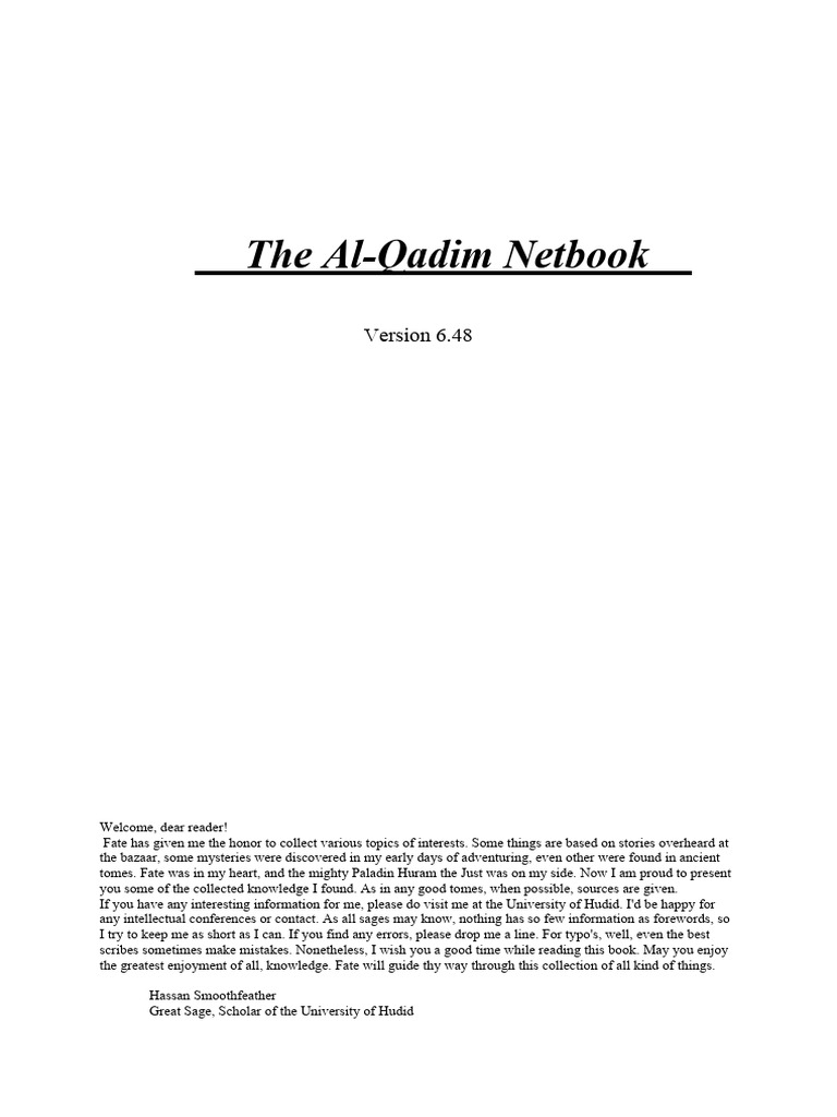 Al-Qadim NetBook | PDF | Prayer | Magician (Fantasy)