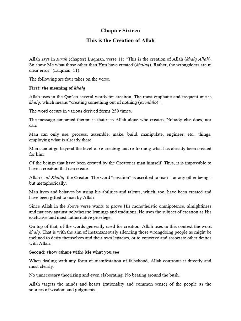 16 This is the Creation of Allah 2 | Download Free PDF | God In Islam ...