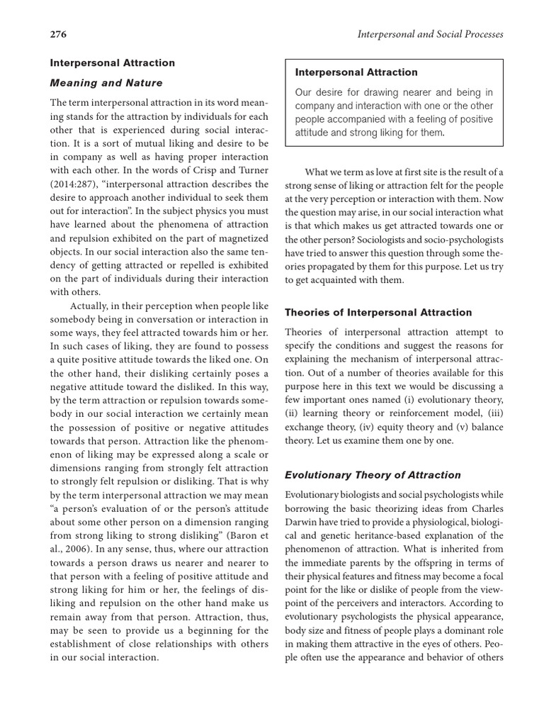 Interpersonal Attraction and Relationship | PDF | Interpersonal Attraction | Attitude (Psychology)