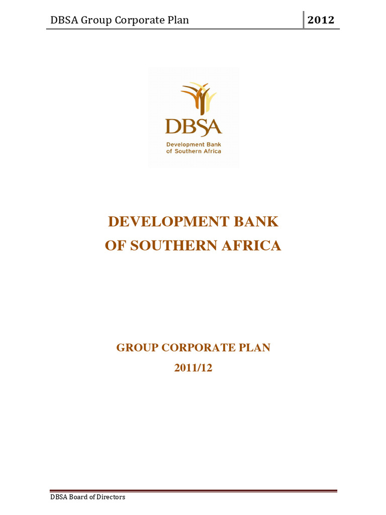 Dbsa - Corporate Plan 2011-12 | PDF | Infrastructure | Capacity Building
