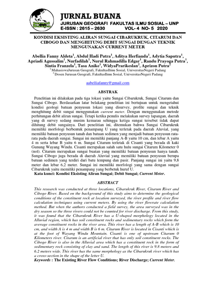 Kondisi Eksisting Aliran Sungai Cibarukruk, Citarum Dan Cibogo Dan Menghitung Debit Sungai ...