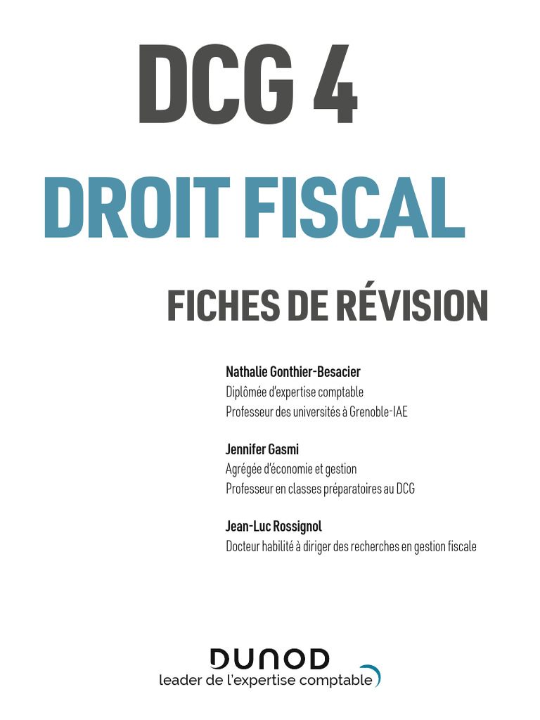 DCG 4 - Droit Fiscal - Fiches de Révision | PDF | Impôts | Taxe sur la ...