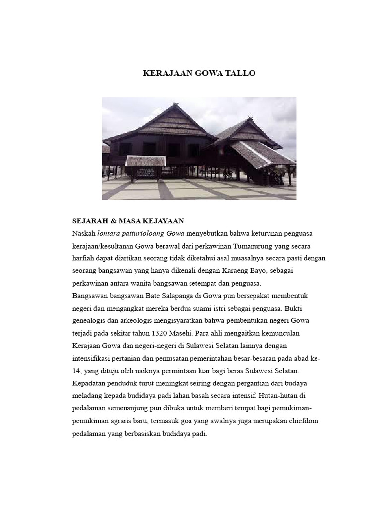 Sejarah Kerajaan Gowa Tallo | PDF | Sejarah | Klasik