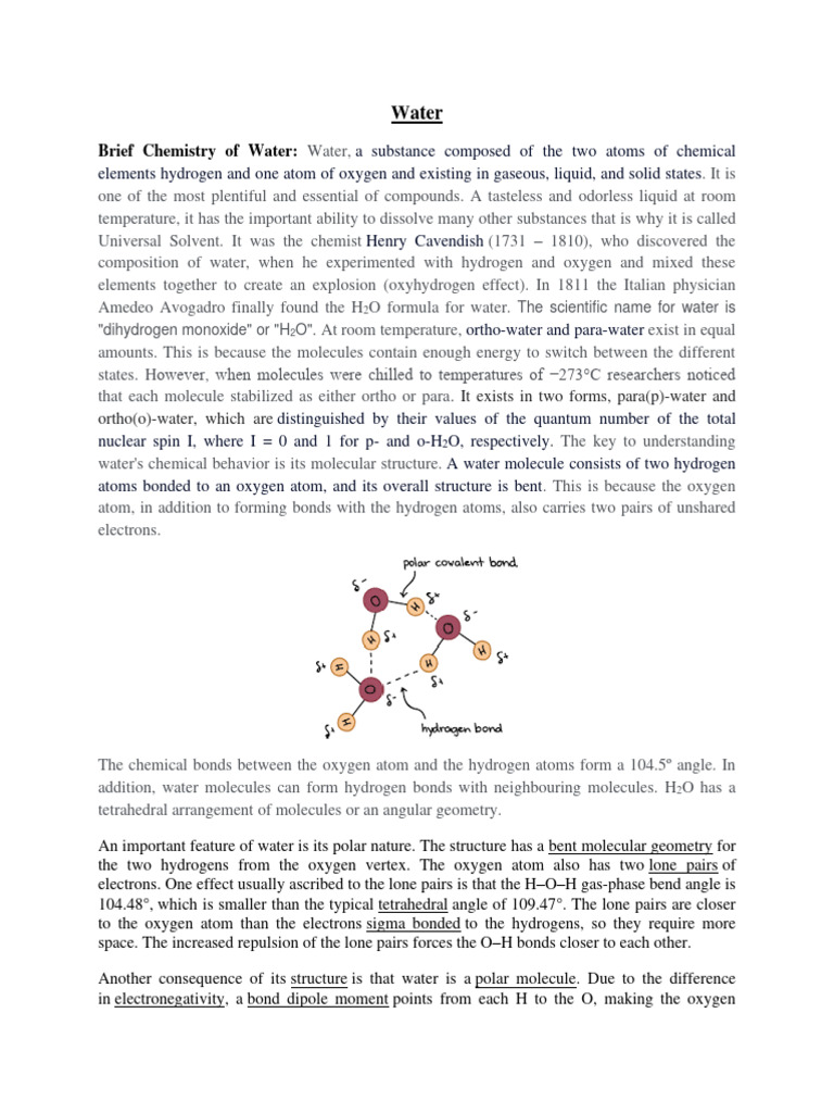 Water | PDF | Properties Of Water | Chemical Bond