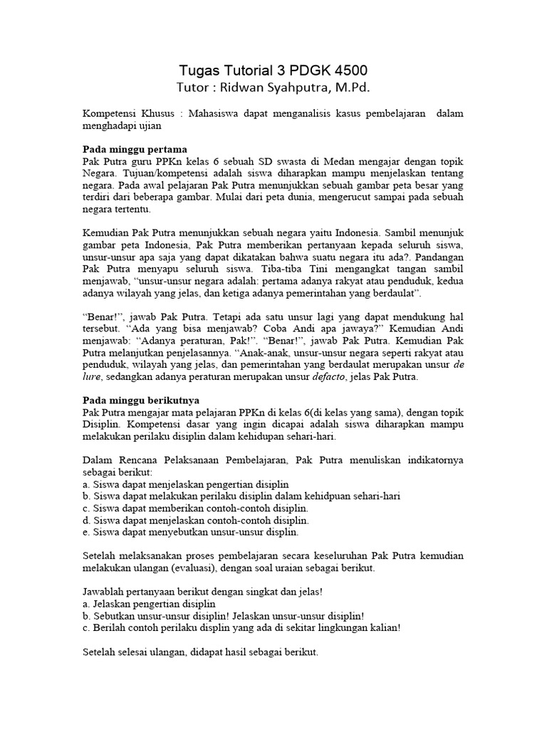 Tugas Tutorial 3 PDGK 4500 | PDF