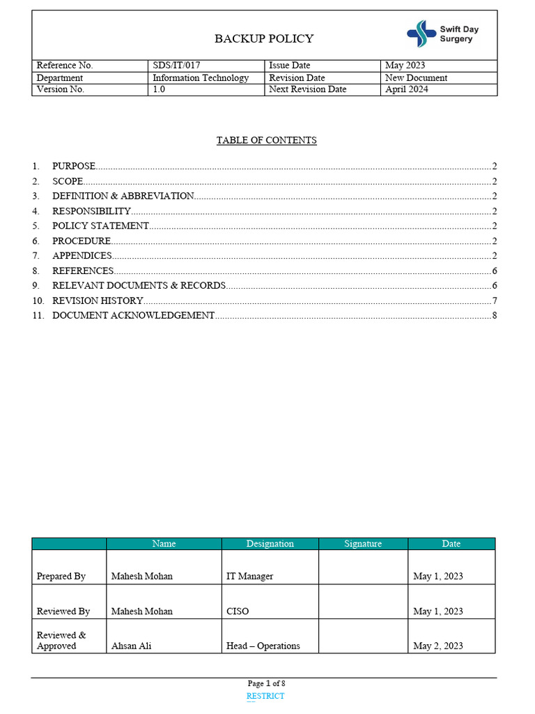 IT Backup Policy Guide | PDF | Backup | Replication (Computing)