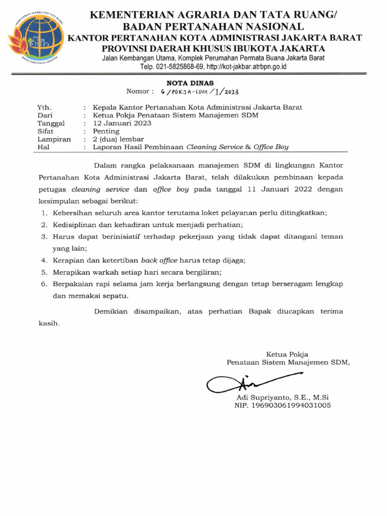 Laporan Monitoring Dan Evaluasi Cleaning Service & Office Boy | PDF