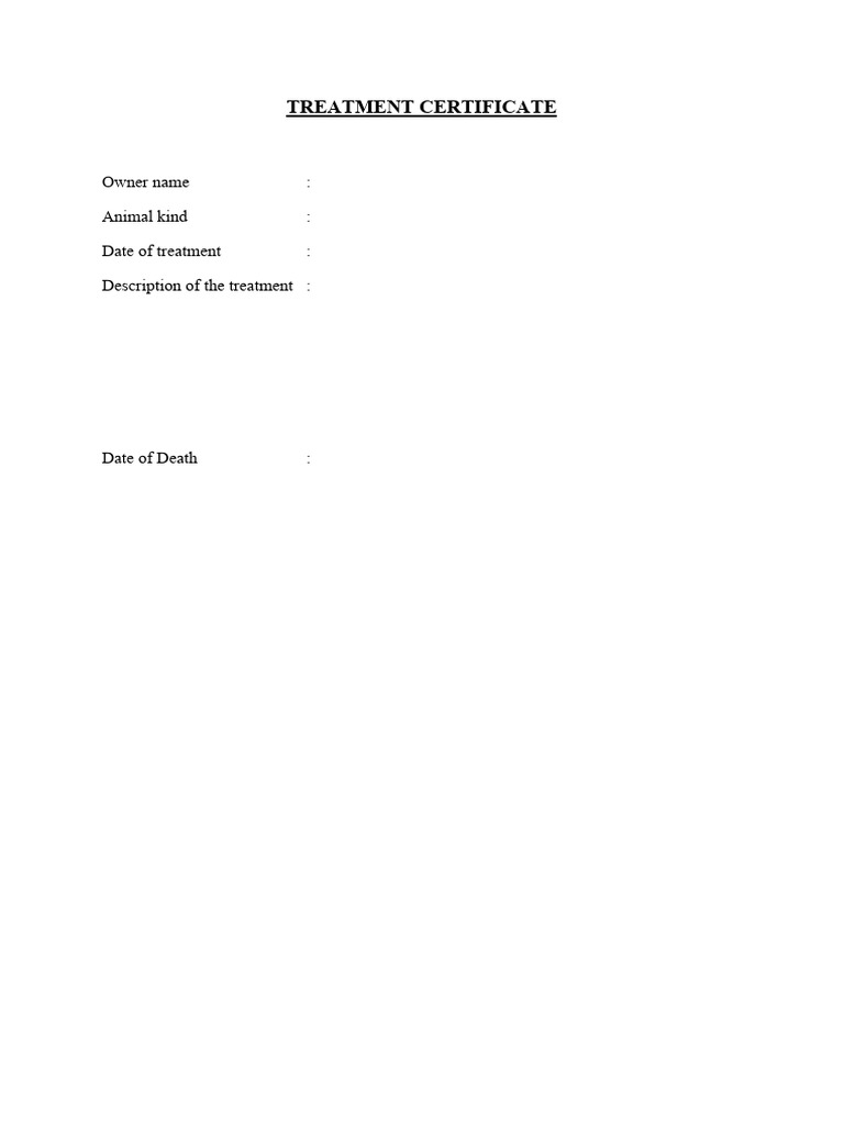 Treatment Certificate Template | PDF | Self-Improvement