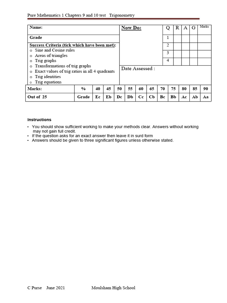As Maths Chapter 9 And 10 Trigonometry Download Free Pdf Trigonometry Euclidean Plane Geometry