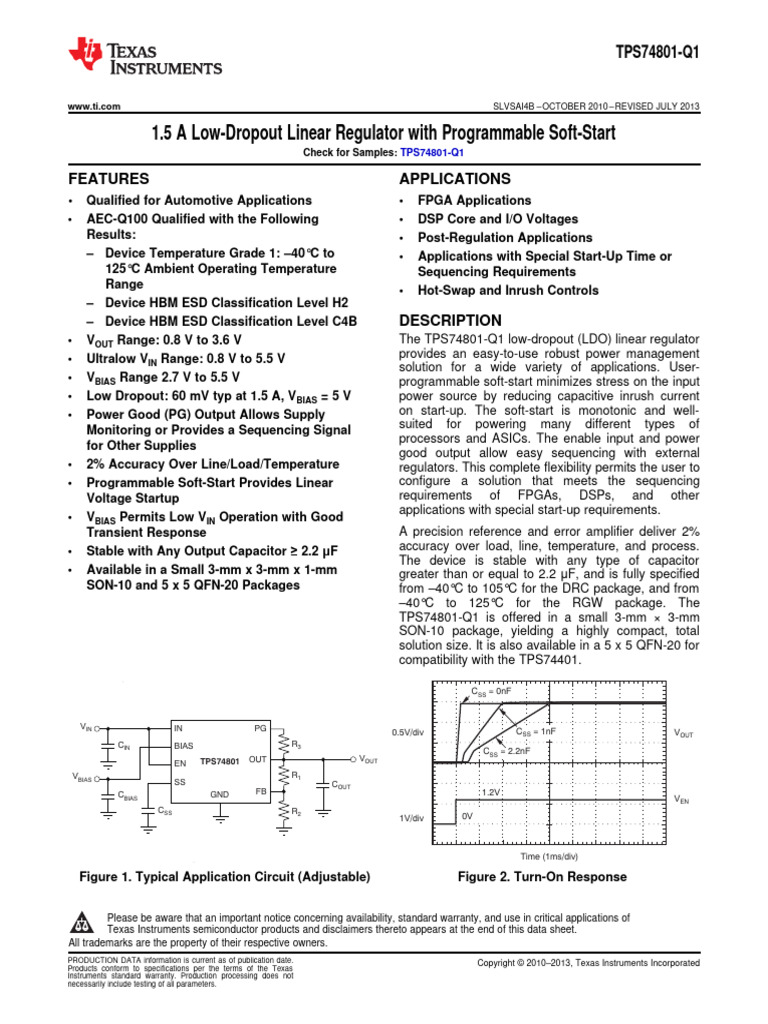tps74801 q1 | PDF | Computer Engineering | Electrical Engineering