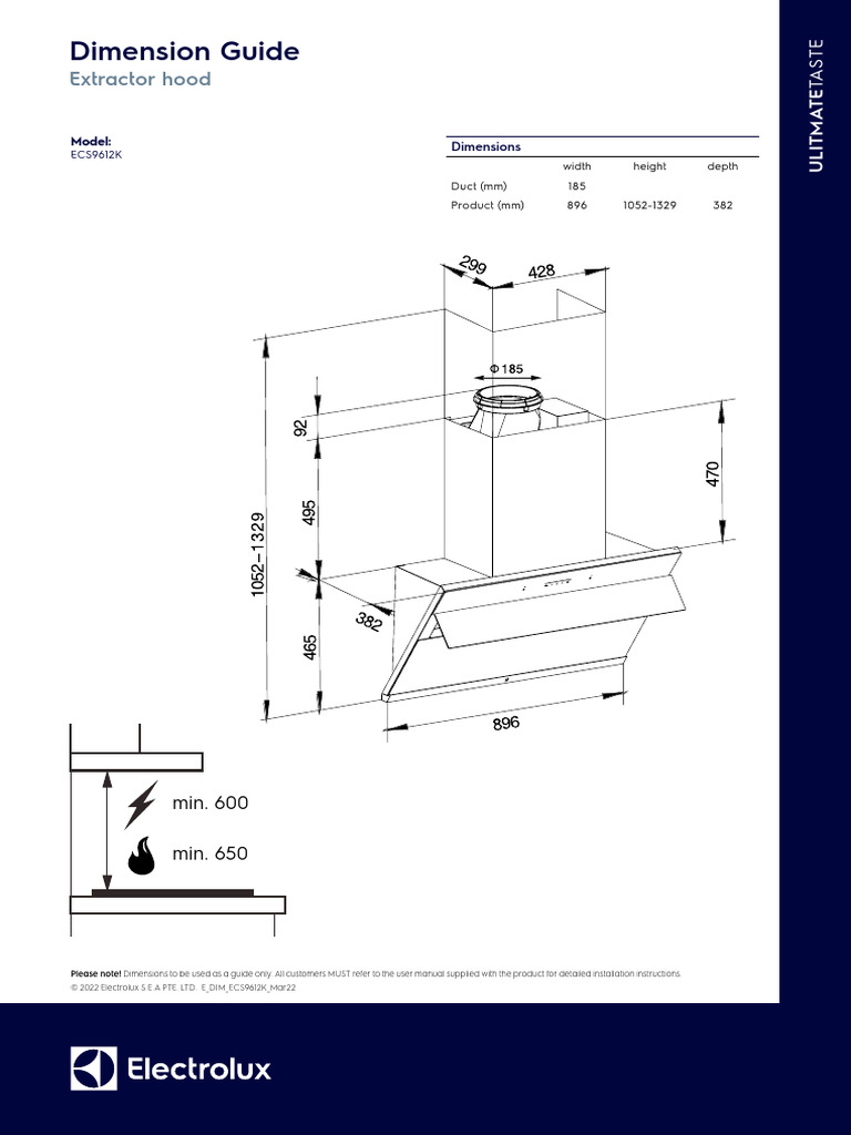 Extractor Hood Dimension Guide | PDF