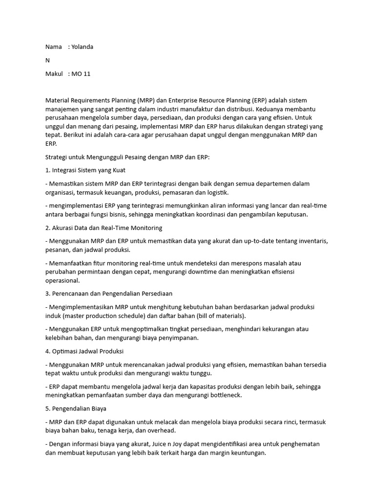 Tugas MO 11 | PDF | Bisnis