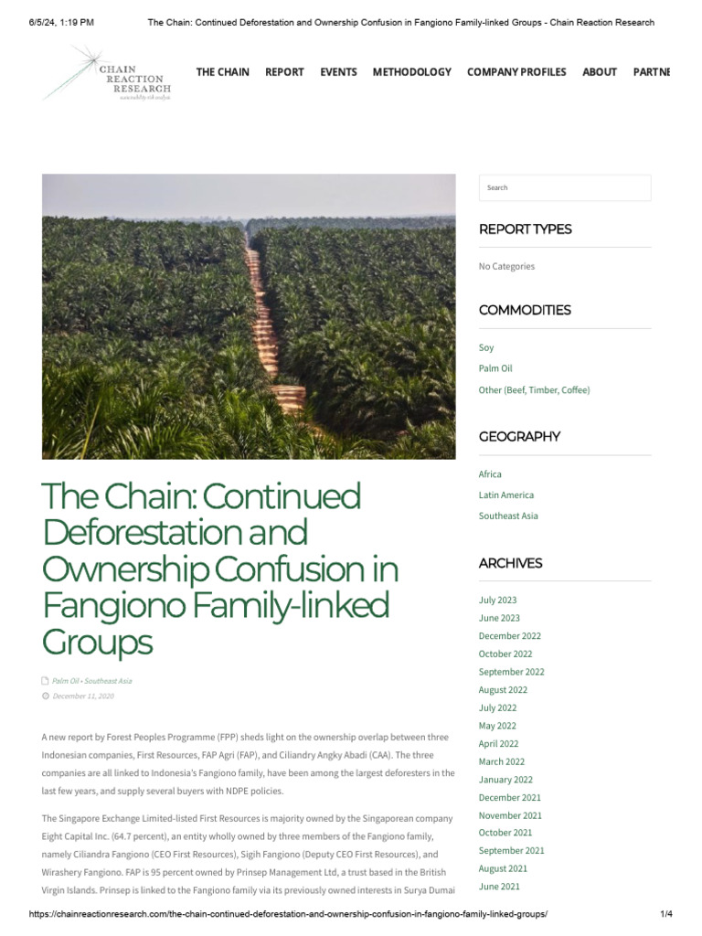 The Chain - Continued Deforestation and Ownership Confusion in Fangiono ...