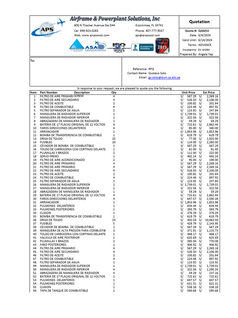QT 24253 Peru Auto Parts | PDF | Tecnología energética