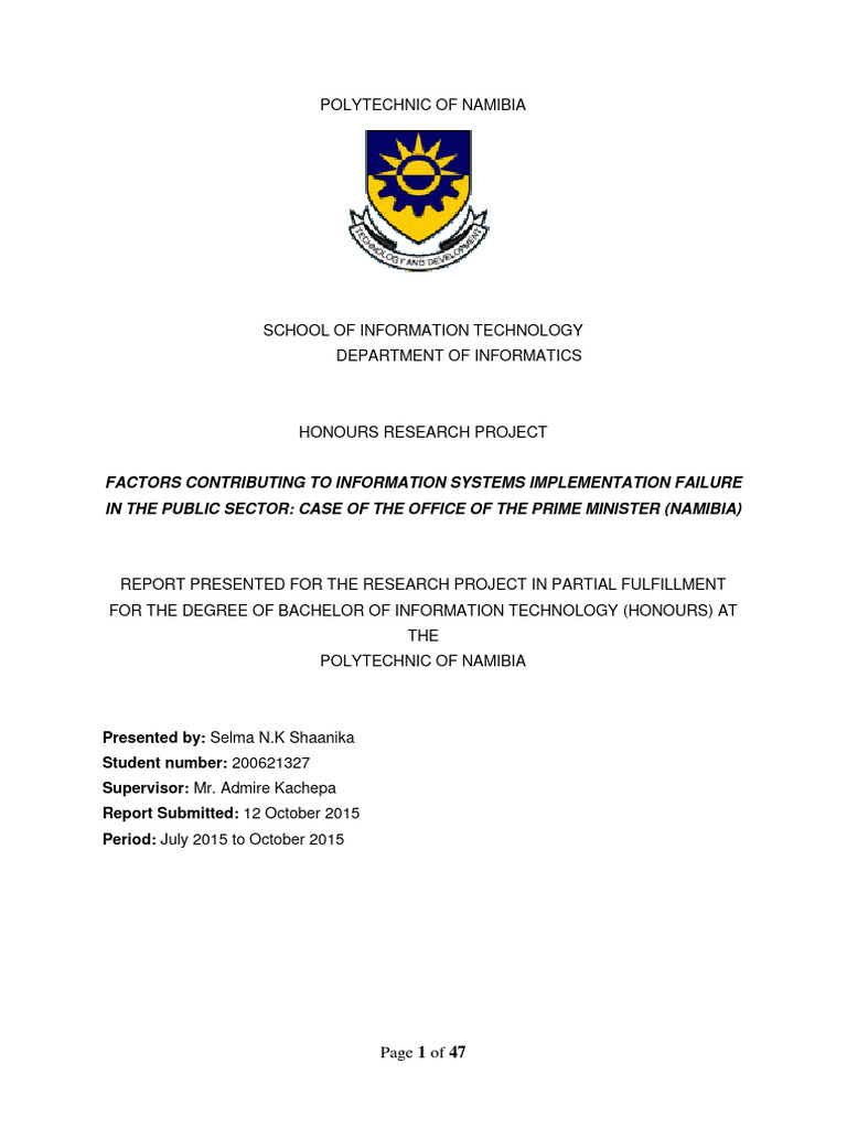 Mini Thesis on IS Implementation Failure | PDF | Methodology | Sampling ...