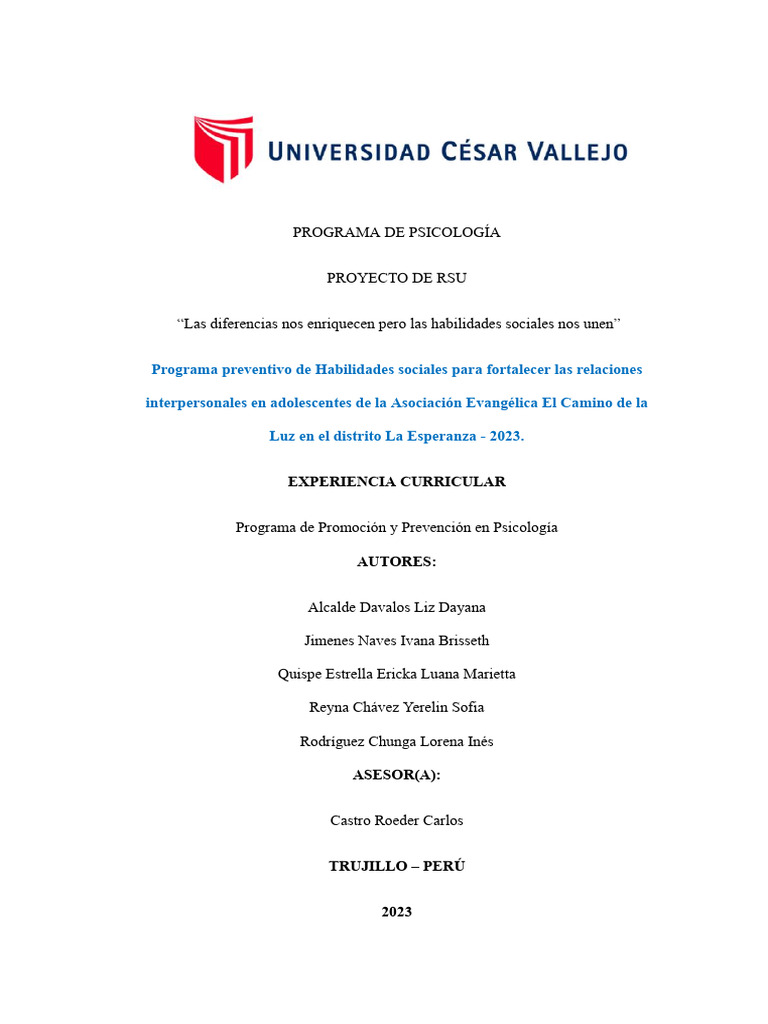 Informe de Programas | PDF | Habilidades sociales | Adultos