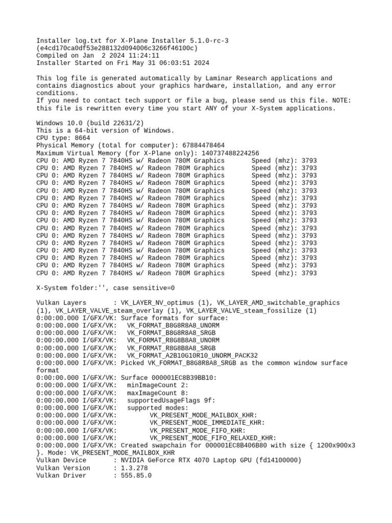X-Plane Installer Log | PDF | Graphics Processing Unit | Shader