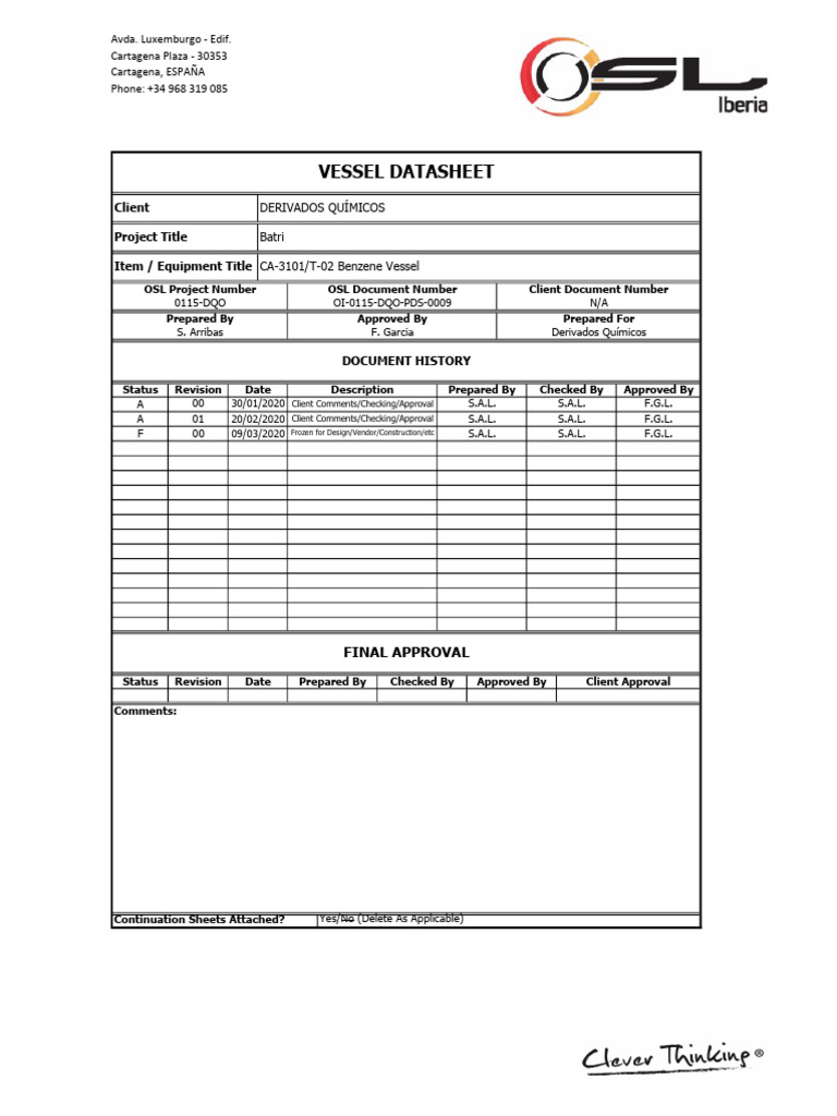 Vessel Datasheet: Avda. Luxemburgo - Edif. Cartagena Plaza - 30353 ...
