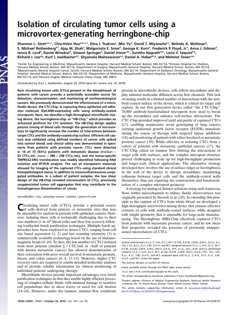 Isolation Of Circulating Tumor Cells Using 2010 Download Free Pdf