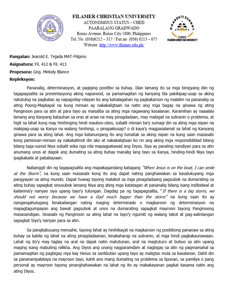 Repleksyon (Tejada) | PDF