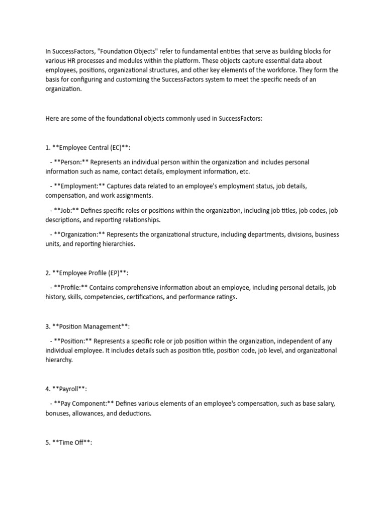SuccessFactors Foundation Objects Explained | PDF | Employment | Payroll
