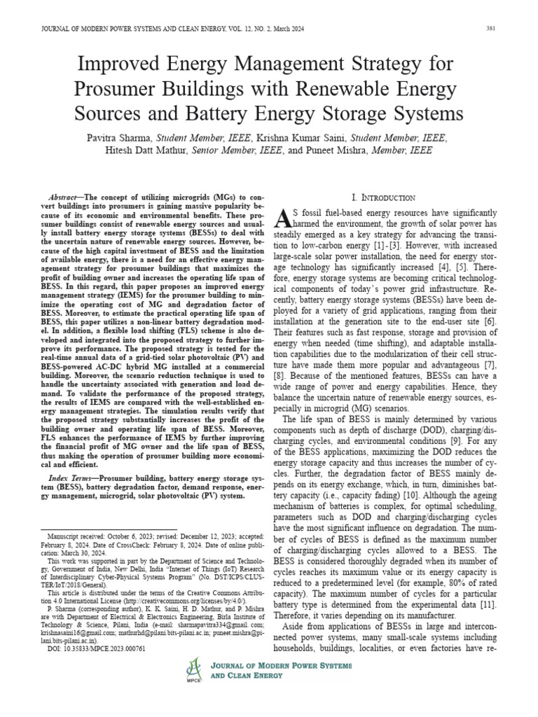 Improved Energy Management Strategy For Prosumer B | PDF ...