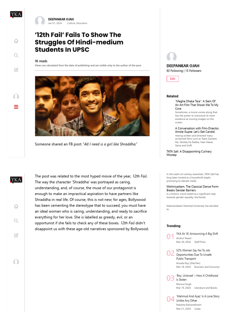 '12th Fail' Fails To Show The Struggles of Hindi-Medium Students in ...