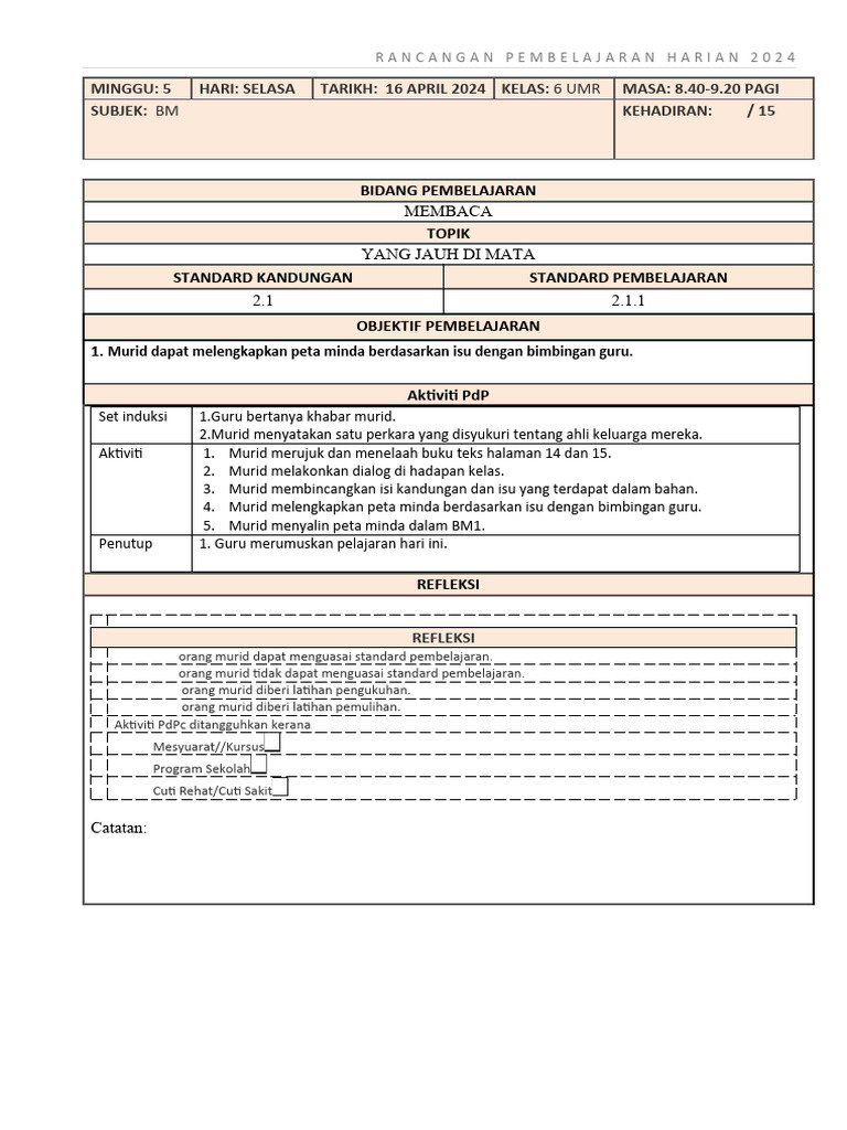RPH Minggu 6 2024 | PDF | Karier & Perkembangan