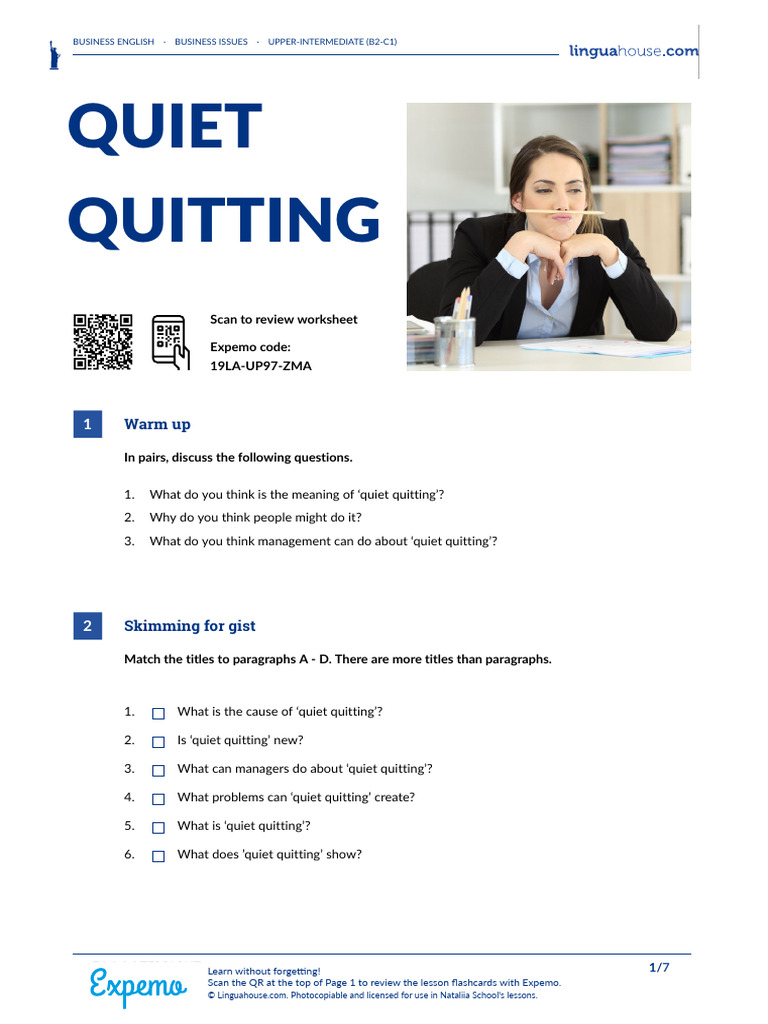 Quiet Quitting American English Student | PDF | Cost Of Living | Employment