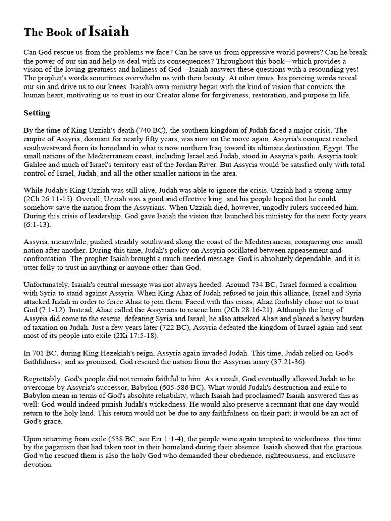 The Book of Isaiah _ NLT Study Bible Notes | PDF | Isaiah | Book Of Isaiah