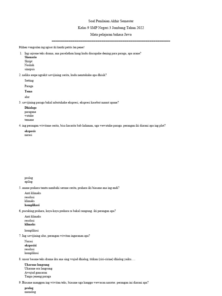 Soal PAT Genap 2022 | PDF