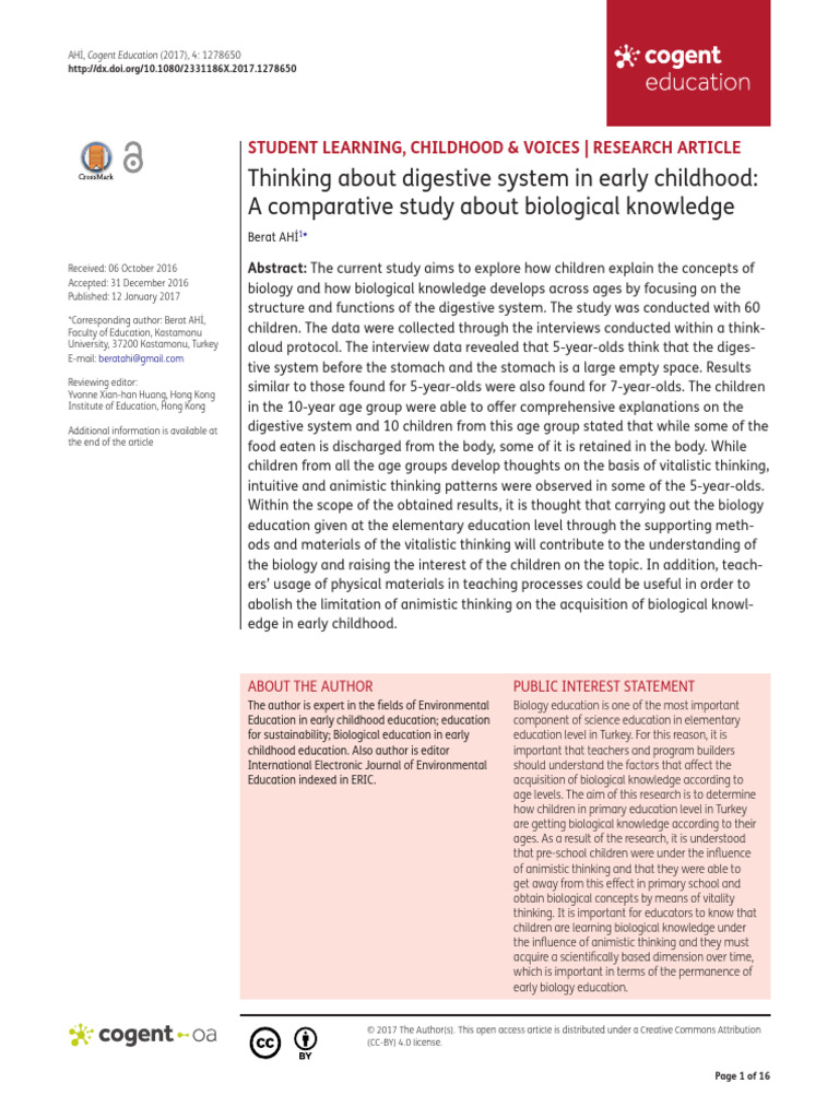 Thinking About Digestive System in Early Childhood | PDF | Thought | Knowledge