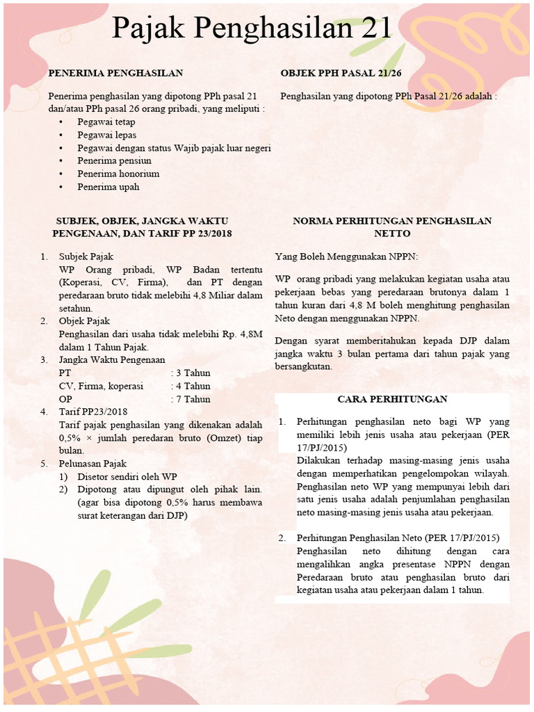 Resume Pajak Penghasilan 21 | PDF