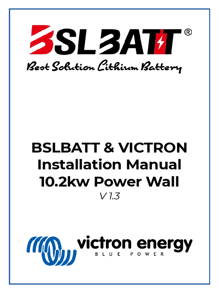 Bslbatt 10.2 Power Wall Victron Setup Guide v1.3 | PDF | Power Inverter ...