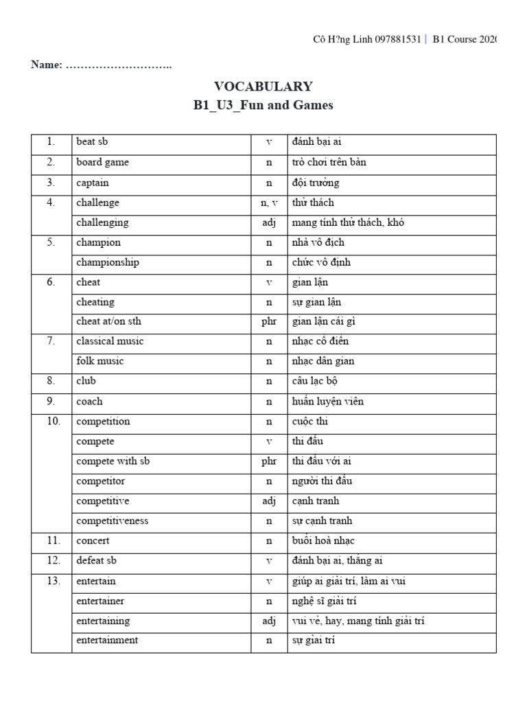 B1 - U3 - Fun and Games | PDF