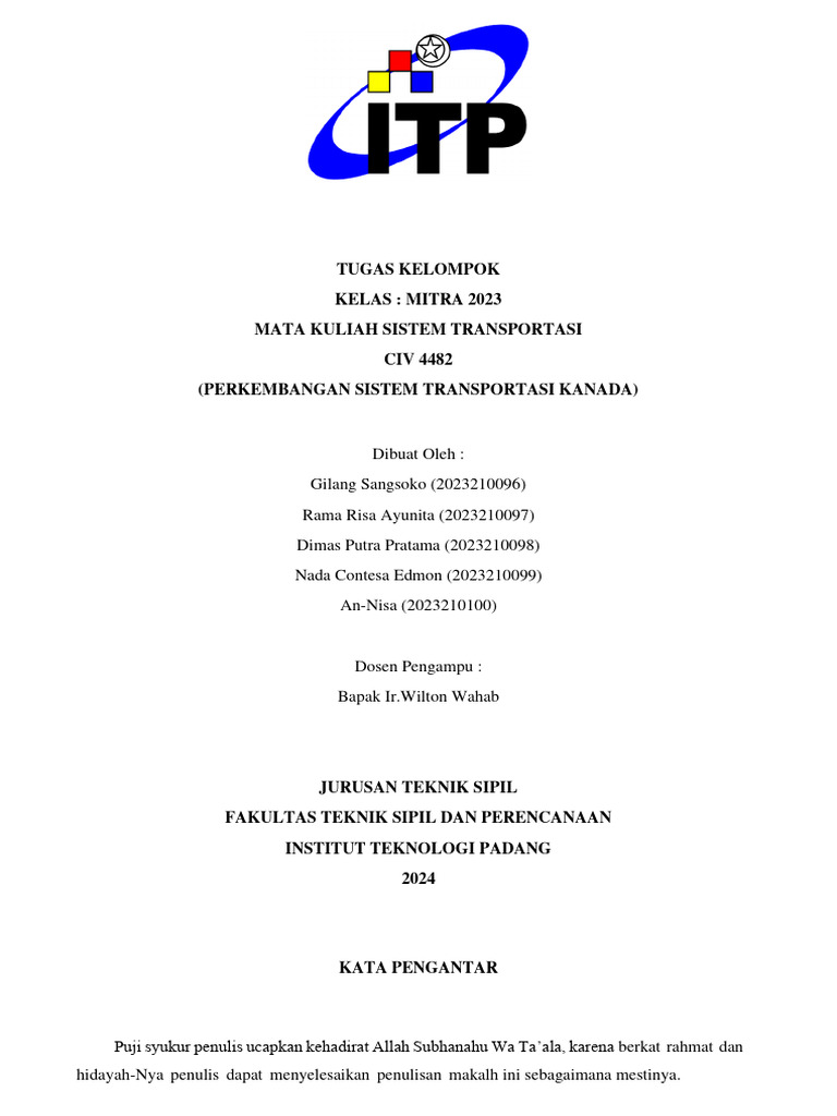 Makalah Sistem Transportasi Kel. 1 | PDF Makalah Sistem Transportasi Kel. 1 | PDF