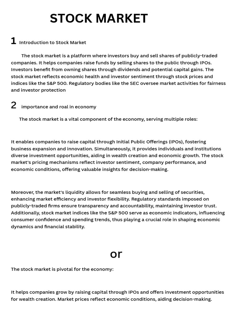 Stock Market | Download Free PDF | Stocks | Financial Markets