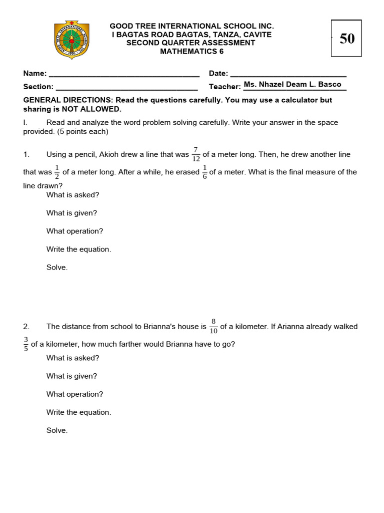 Done.Q2 Math 6 M. Nhazel-Approved! | Download Free PDF | Mathematics ...