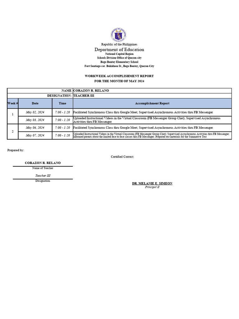 Iwar - Grade 2-May 2024 | PDF | Teachers | Distance Education