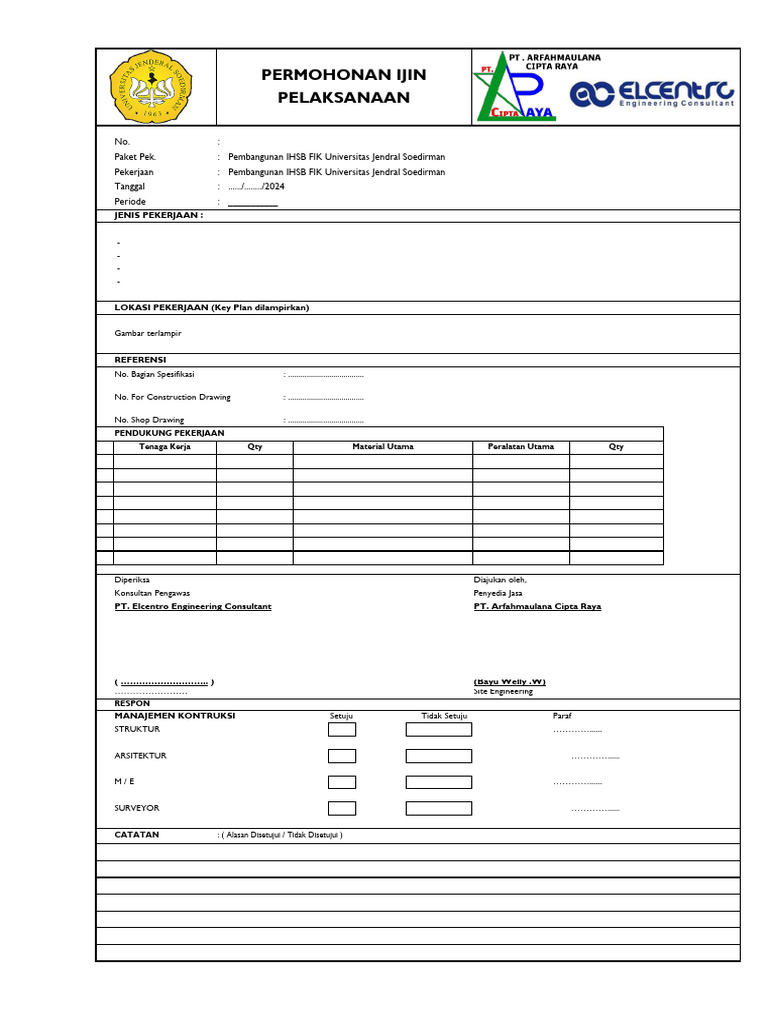 Form Ijin Kerja Ihsb Unsoed | PDF