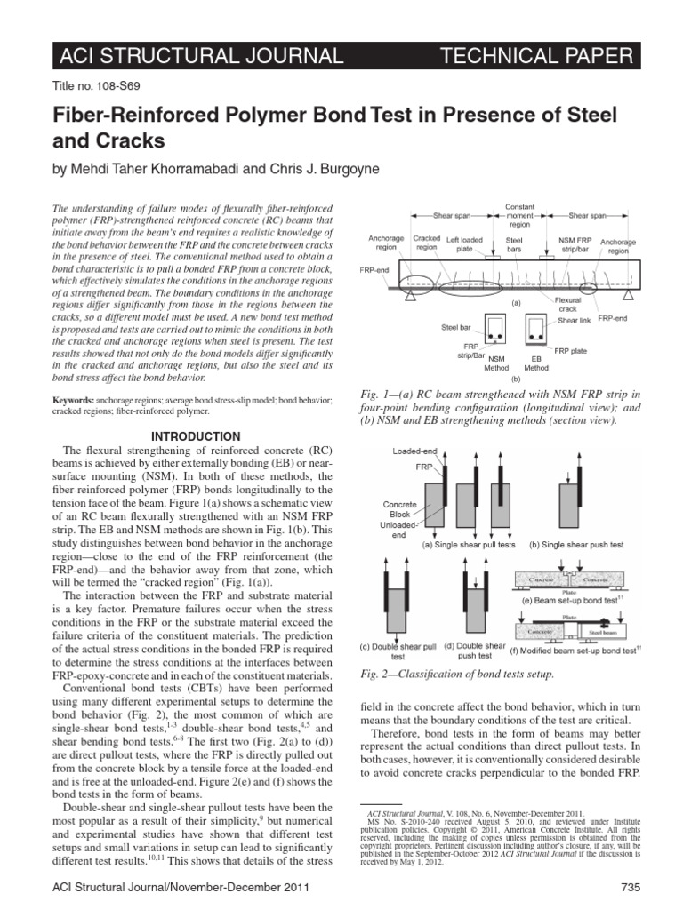 Fiber-Reinforced Polymer Bond Test in Presence of Steel and Cracks ...