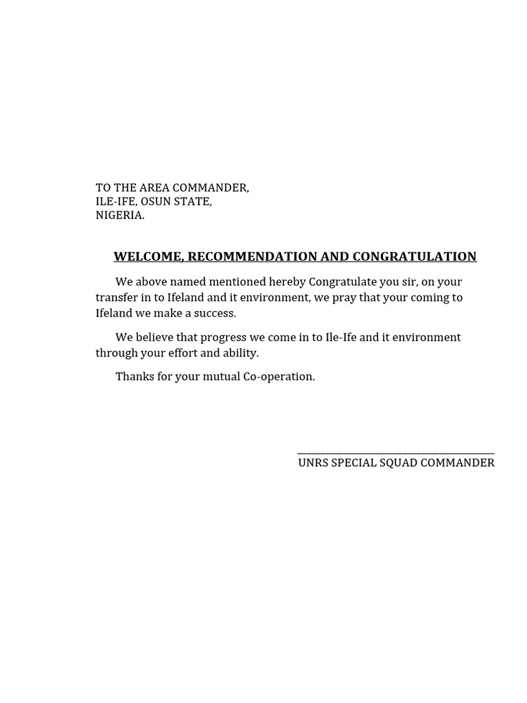 To The Area Commander | PDF
