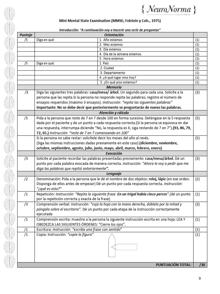 MINIMENTAL PROTOCOLO | PDF