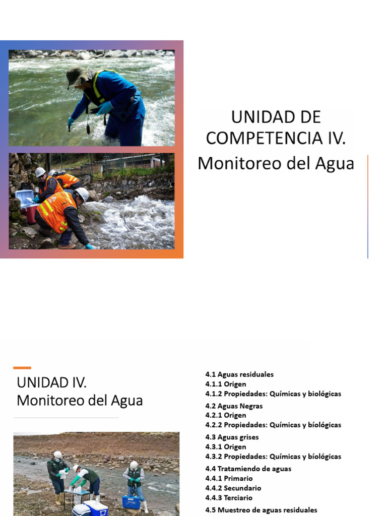 UNIDAD IV. Monitoreo Agua | Descargar gratis PDF | Agua | Aguas residuales