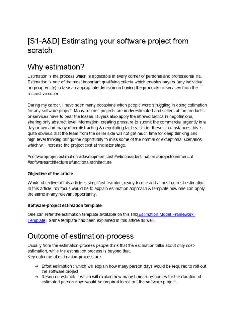 WHITEPAPER - (S1-A&D) Estimating Development-Cost of Your Software Project From Scratch | PDF ...