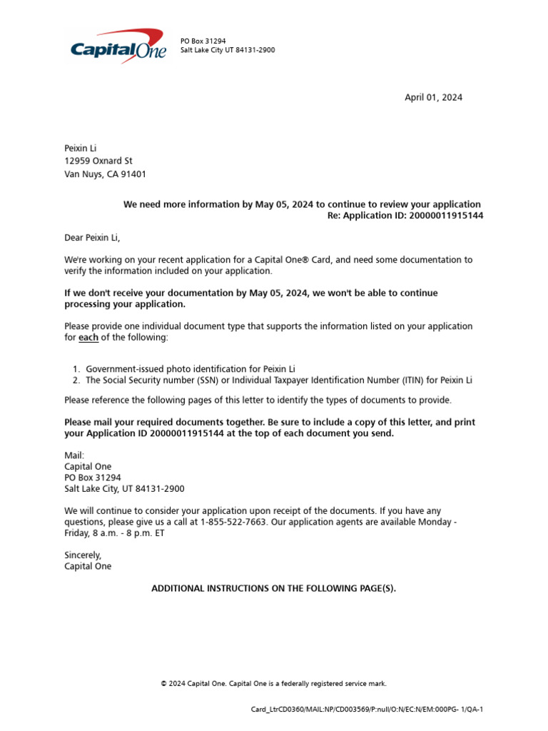 Additional Information Letter | PDF | Social Security Number | Identity ...