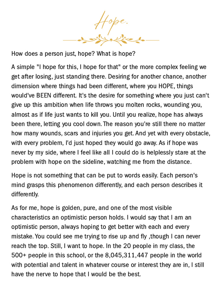 Hope - 1 | PDF | Hope