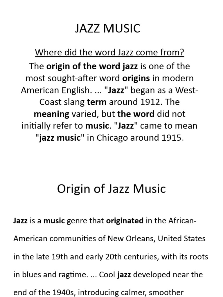 JAZZ MUSIC Power Point | PDF | Jazz | African American Music