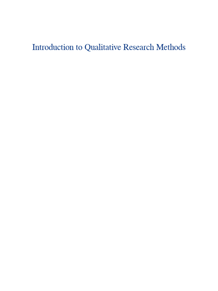 Introduction To Qualitative Research Methods 1707864706 | PDF ...